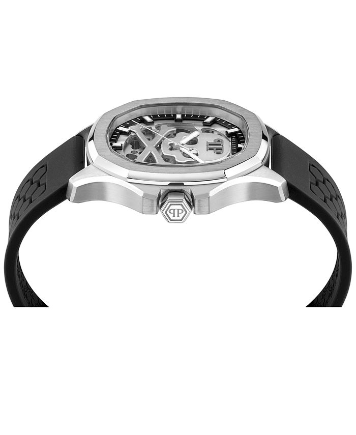 Philipp Plein Men's Automatic Skeleton Spectre Black Silicone Strap ...