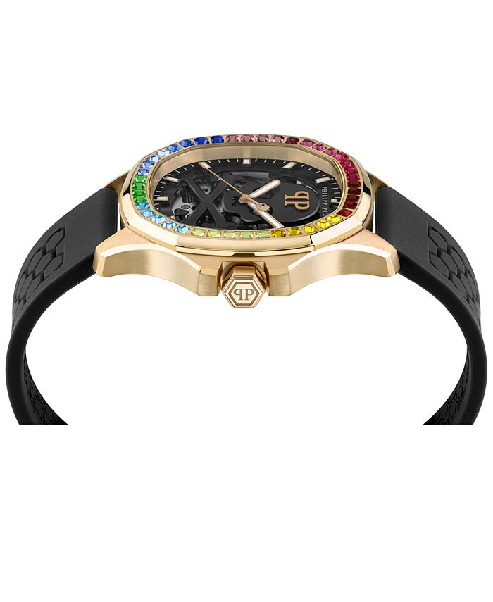 Philipp Plein Men's Automatic Skeleton Spectre Black Silicone Strap ...