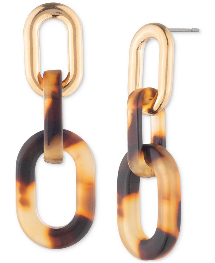 Lauren Ralph Lauren Gold-Tone Tortoise Link Drop Earrings - Macy's