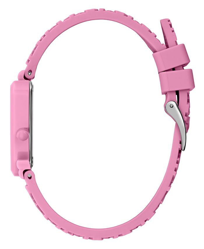 GUESS Women's Analog Pink Silicone Watch 34mm - Macy's