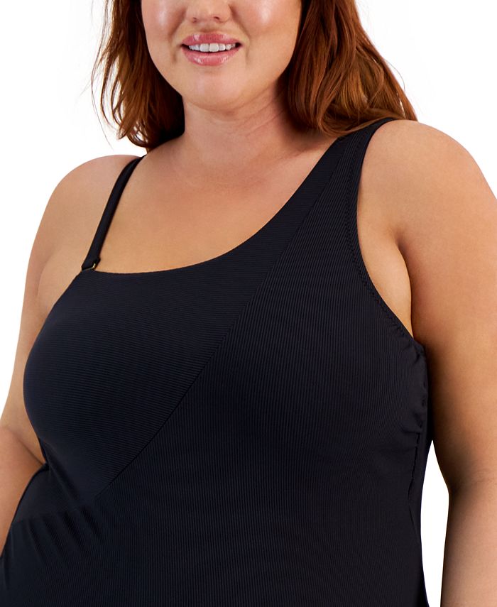 Becca ETC Trendy Plus Size Fine Line One-Piece Swimsuit - Macy's