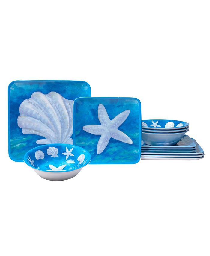 Certified International Ocean Beach Melamine 12 Piece Dinnerware Set ...