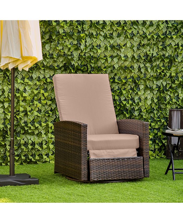 Outsunny Outdoor Wicker Swivel Recliner Chair, Reclining Backrest ...