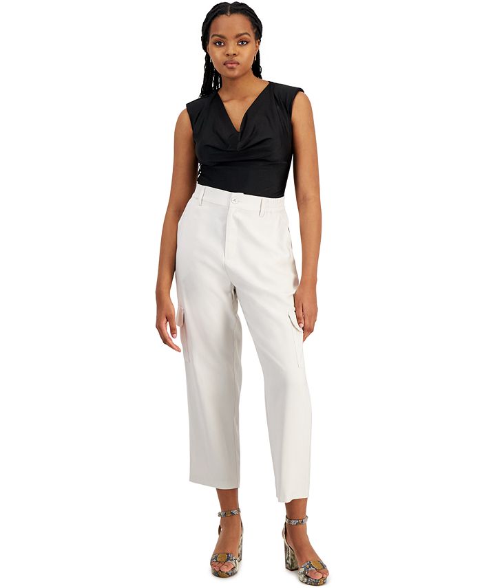 Bar III Women's Cowlneck Shine Knit Bodysuit, Created for Macy's - Macy's