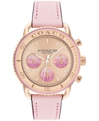 COACH Women's Cruiser Blush Leather Strap Watch, 37mm - Macy's