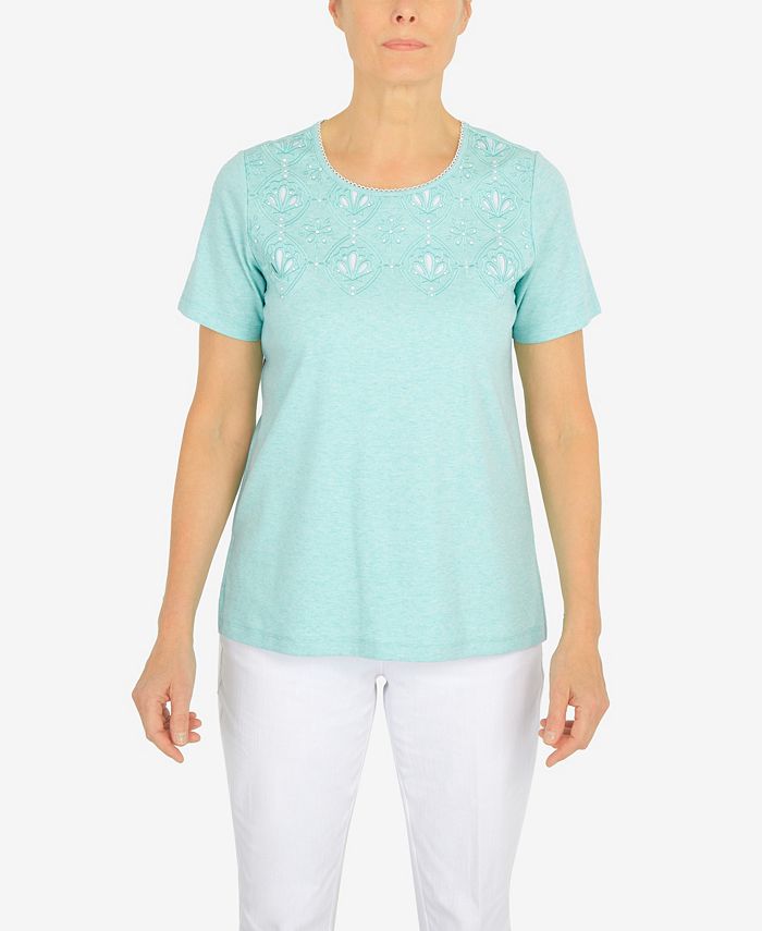 Alfred Dunner Petite Set Sail Sand Dollar Cut Out Top - Macy's