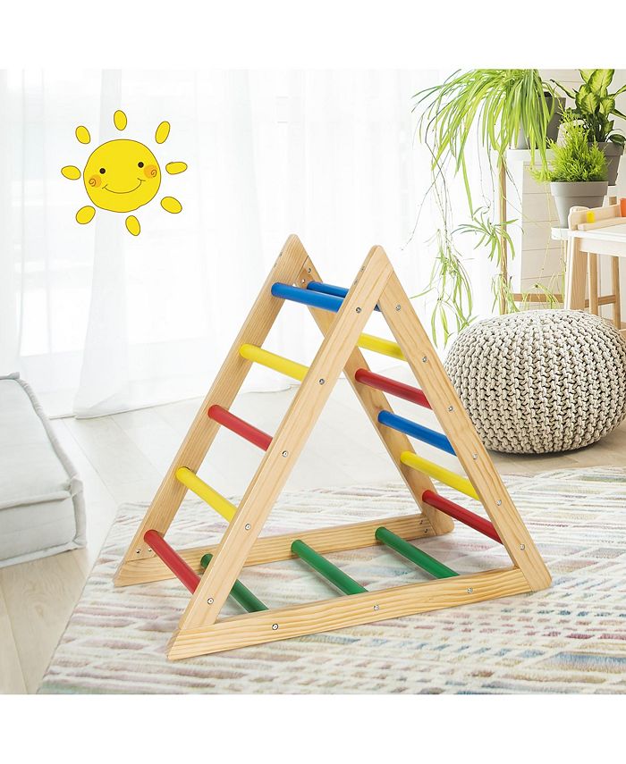 Costway Climbing Triangle Ladder, Wooden Triangle Climber, Educational ...