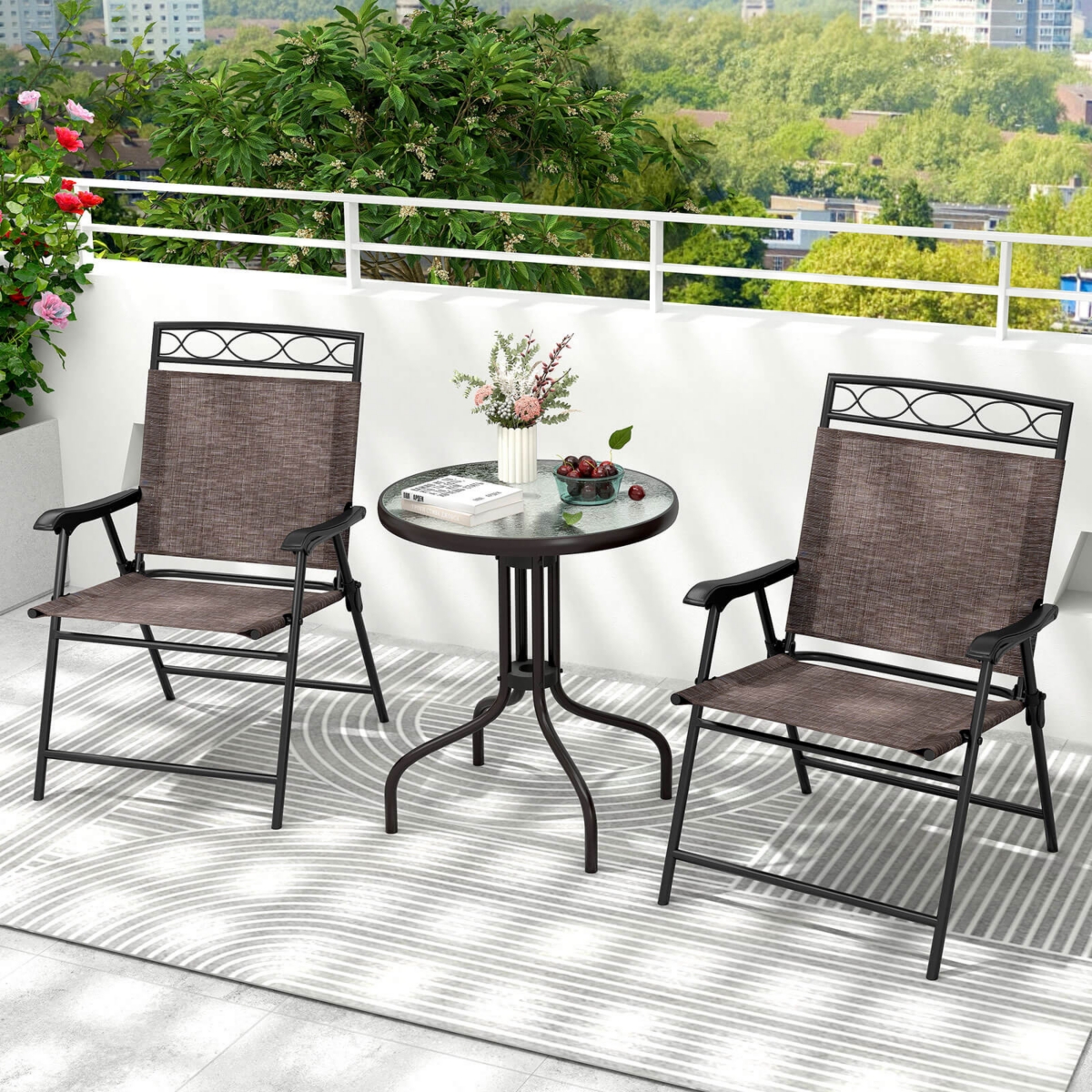 Click here for 3 Pcs Bistro Conversation Patio Pub Dining Set - B... prices