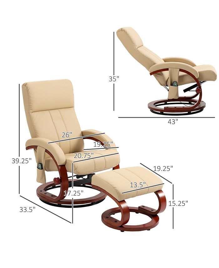 HOMCOM Recliner Chair with Ottoman, Electric Faux Leather Recliner with ...