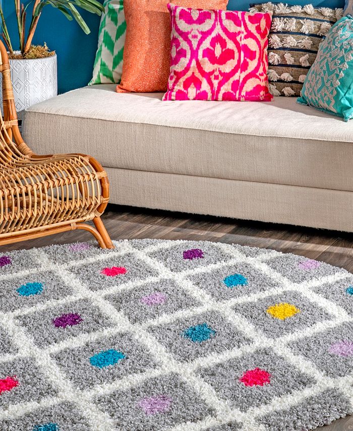 nuLoom Expo Lux Sharee Trellis Shaggy 5'3" x 5'3 Round Area Rug - Macy's