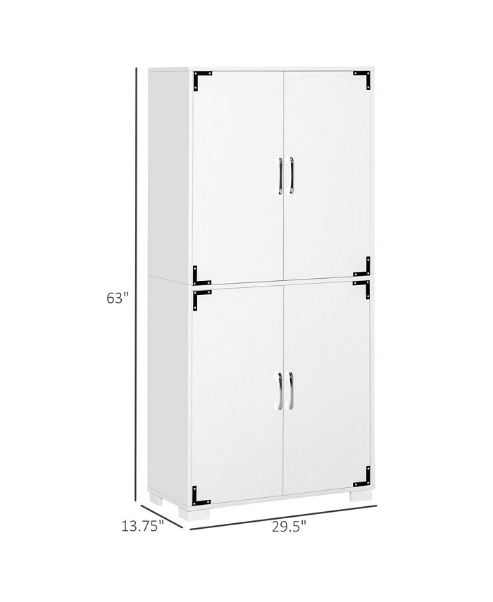 HOMCOM Industrial Style 4-Door Cabinet Pantry Cupboard with Storage ...