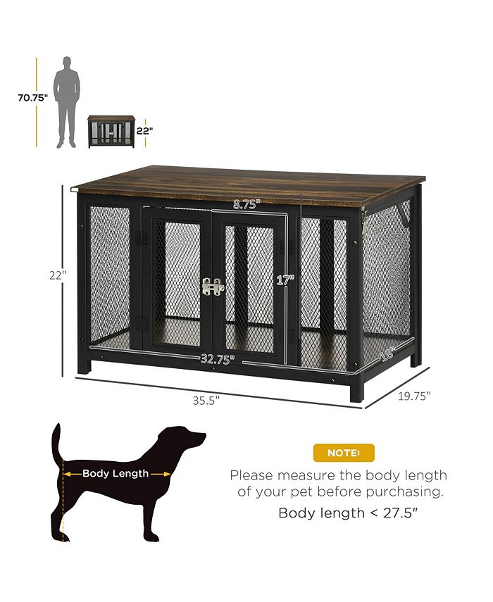 PawHut Furniture Style Dog Crate with Openable Top, Big Dog Crate End ...