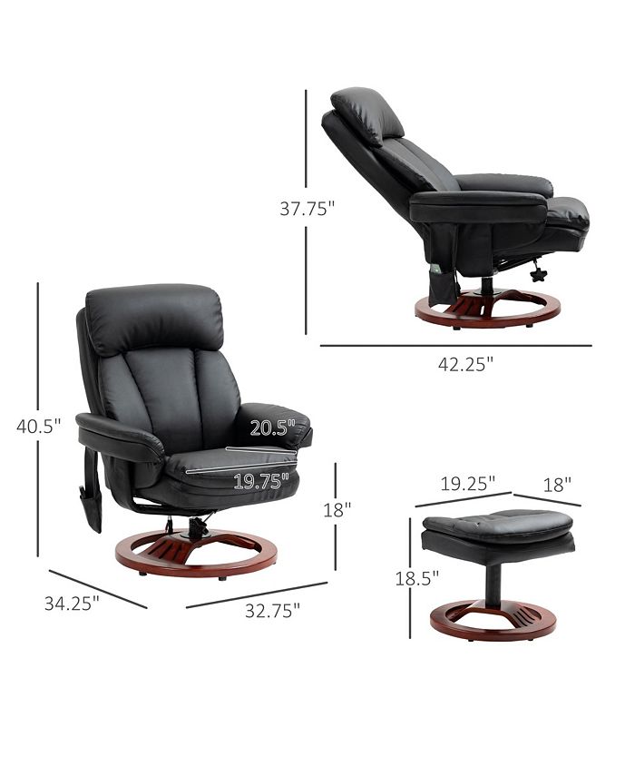 HOMCOM Recliner Chair with Ottoman, Electric Faux Leather Recliner with ...