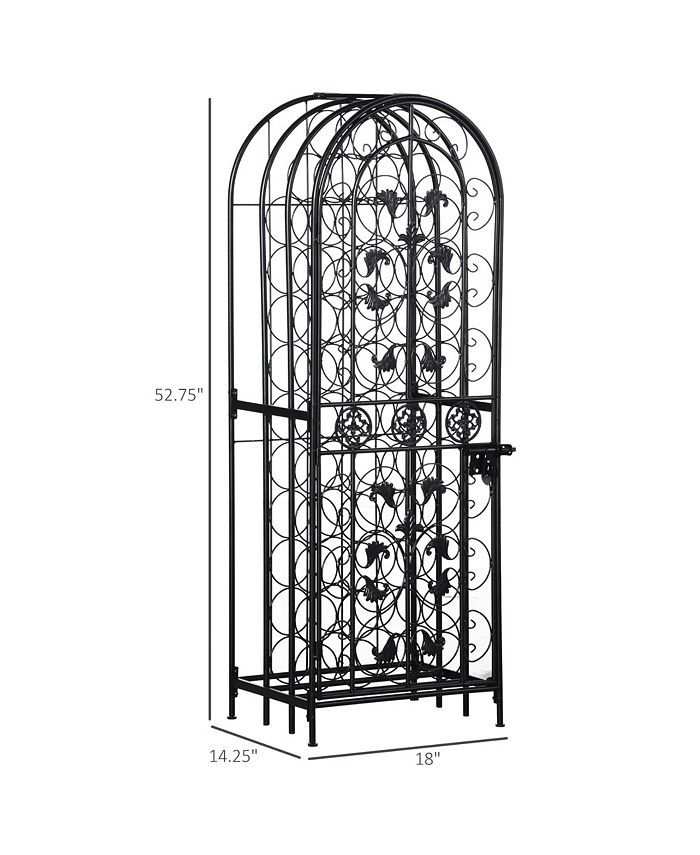 HOMCOM Wine Rack Liquor Cabinet Shelf Bottle Storage Iron Tower Home ...