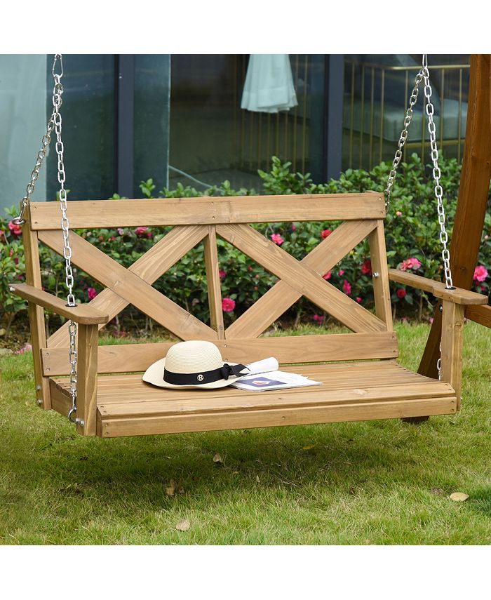 Outsunny 2 Person Porch Swing, Patio Swing, Outdoor Swing Bench with ...