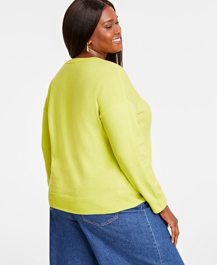 On 34th Plus Size Crewneck Sweater, Created for Macy's - Macy's