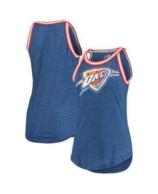 Women's New Era Blue Oklahoma City Thunder Raw Edge Striped Trim Tri ...