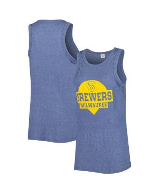 Women's Soft As A Grape Navy Milwaukee Brewers Tri-Blend Tank Top - Macy's