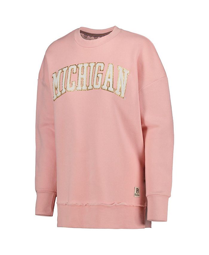 Pressbox Women's Pink Michigan Wolverines La Jolla Fleece Pullover ...