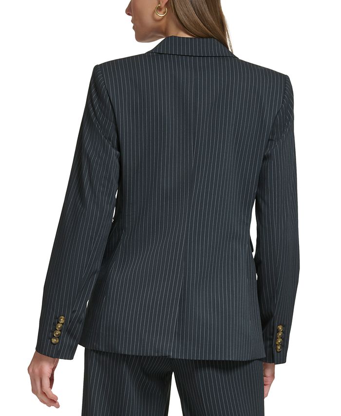 DKNY Petite Pinstriped Single-Button Blazer, Created for Macy's - Macy's