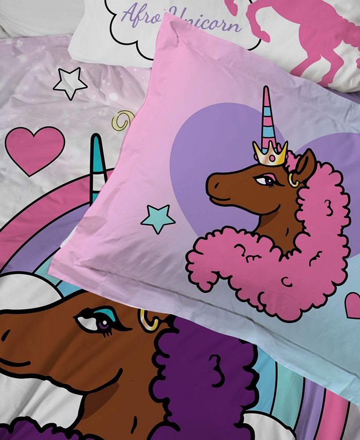 Jay Franco Afro Unicorn Unique, Divine, Magical 5 Piece Bed Set With Sham, Twin - Macy's