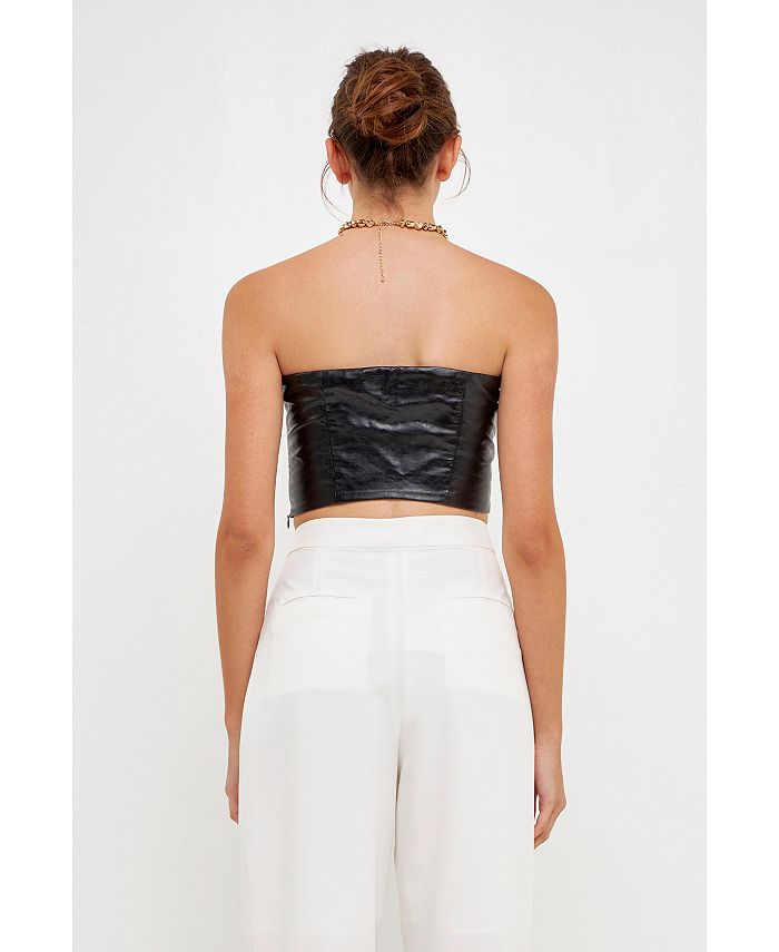 Grey Lab Women's Cropped Leather Bustier Top - Macy's