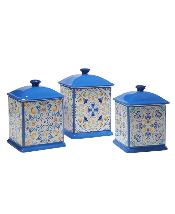 Certified International Lemonade Square Canister Set 3-Pc. - Macy's