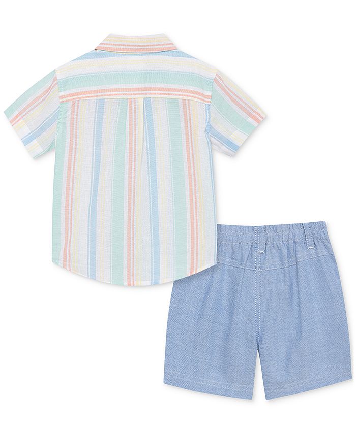 Little Me Baby Boys Button Down Shirt and Shorts, 2 Piece Set - Macy's