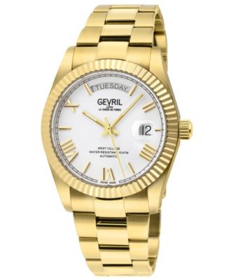Gevril Men's West Village Swiss Automatic Gold-Tone Stainless Steel ...