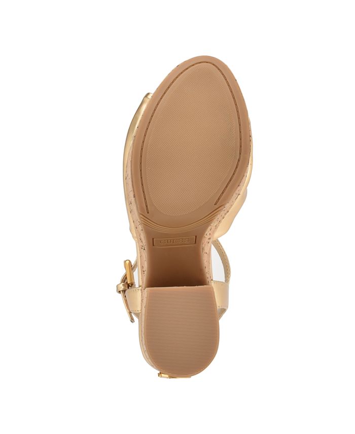 GUESS Women's Yipster Platform Cork Wedge Sandals - Macy's