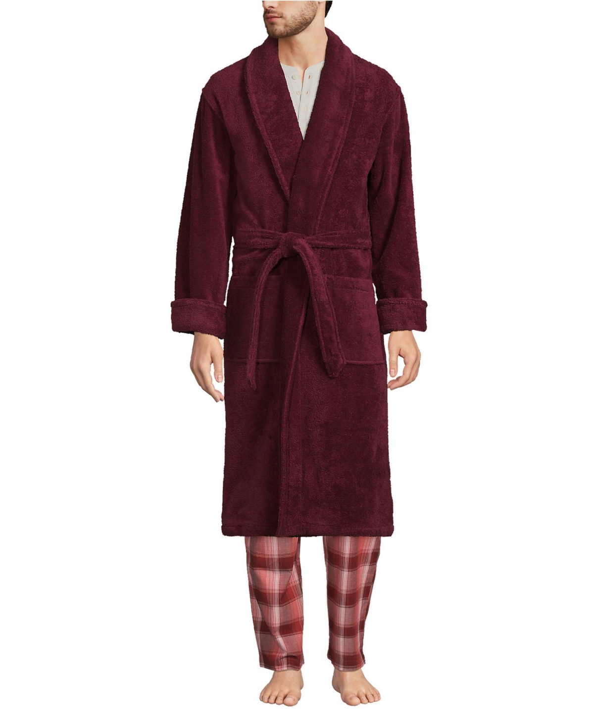 Click here for Lands End Mens Calf Length Turkish Terry Robe - Ri... prices