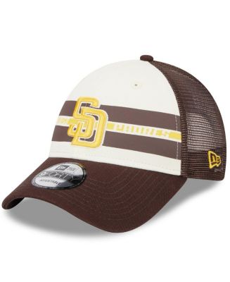 Men's New Era White, Brown San Diego Padres Team Stripe Trucker 9Forty ...