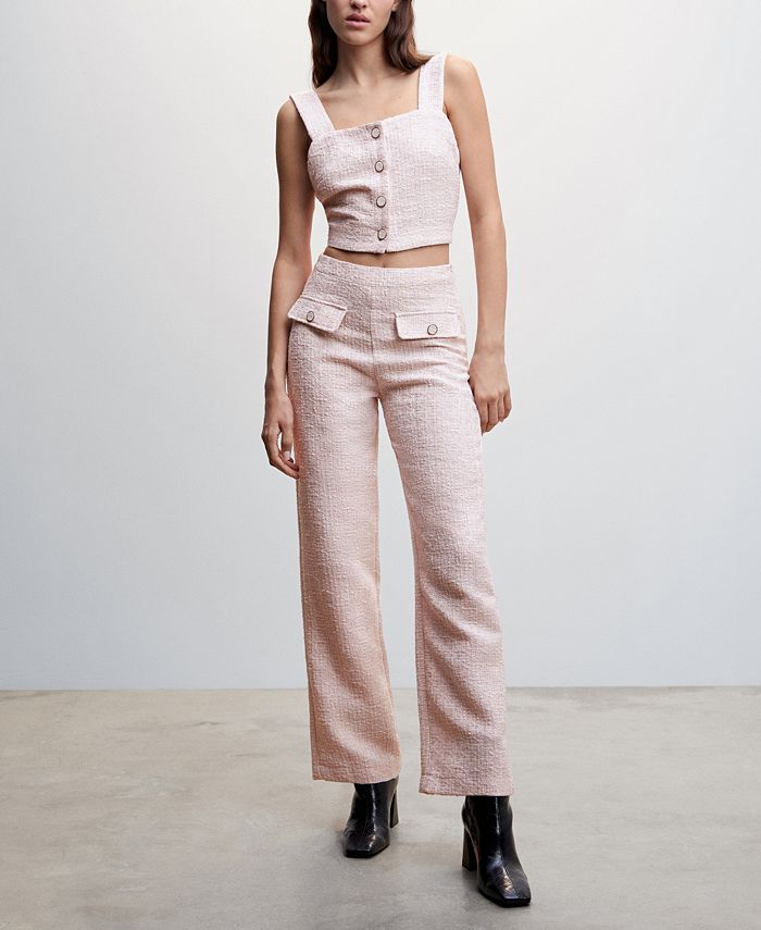 MANGO Women's Buttons Tweed Top - Macy's