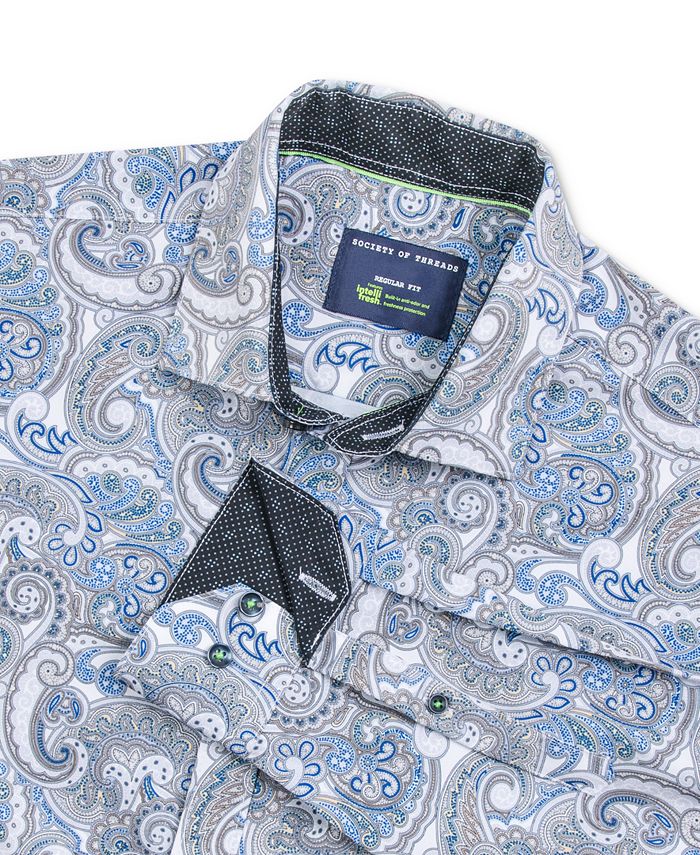 Society of Threads Men's Regular-Fit Non-Iron Paisley Performance ...
