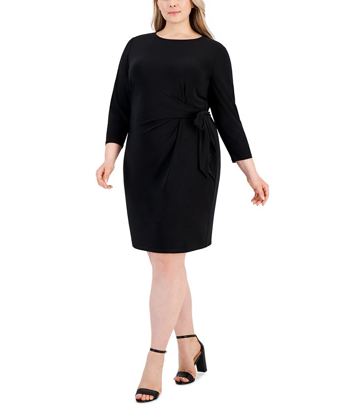 Kasper Plus Size Side-Tie Faux-Wrap Dress - Macy's