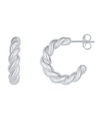 And Now This Silver Plated Twisted C Hoop Earring - Macy's