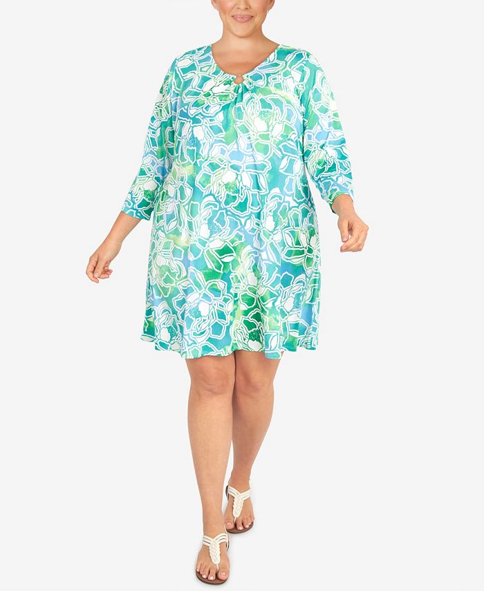 Ruby Rd. Plus Size Ombre Bold Bloom Print Dress - Macy's