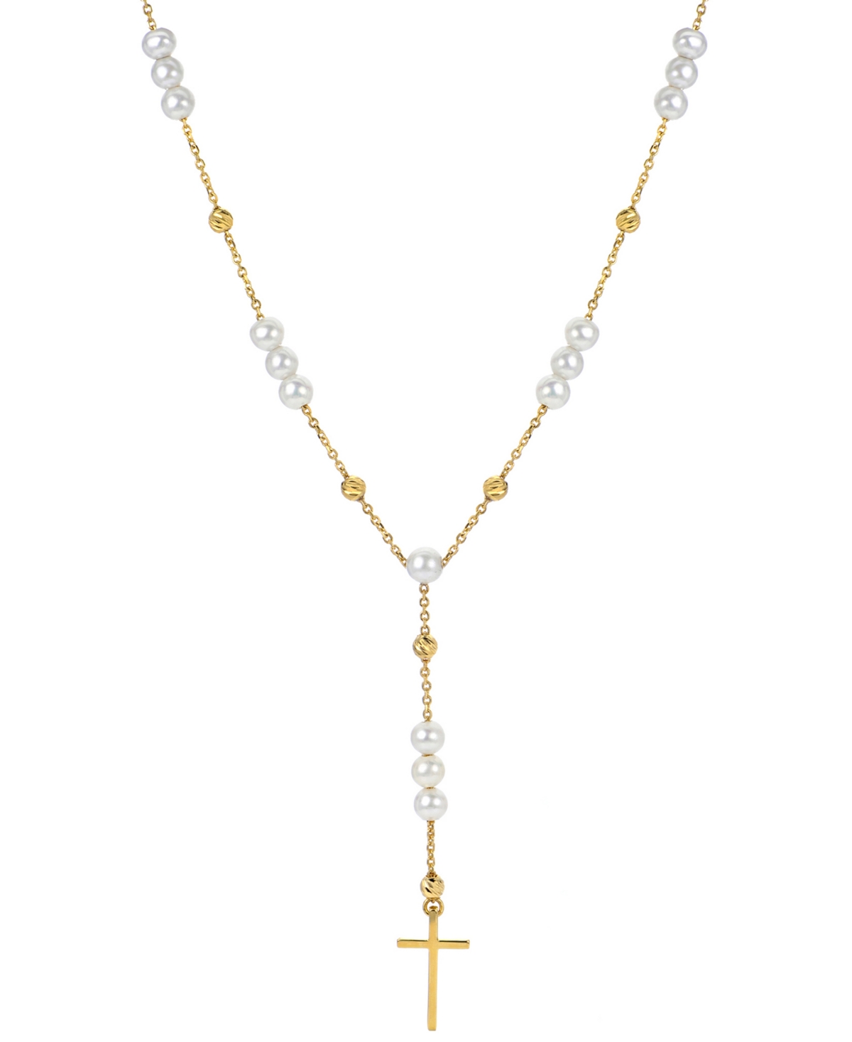 Click here for Cultured Freshwater Pearl (4 - 4 1/2mm) Cross 18 L... prices