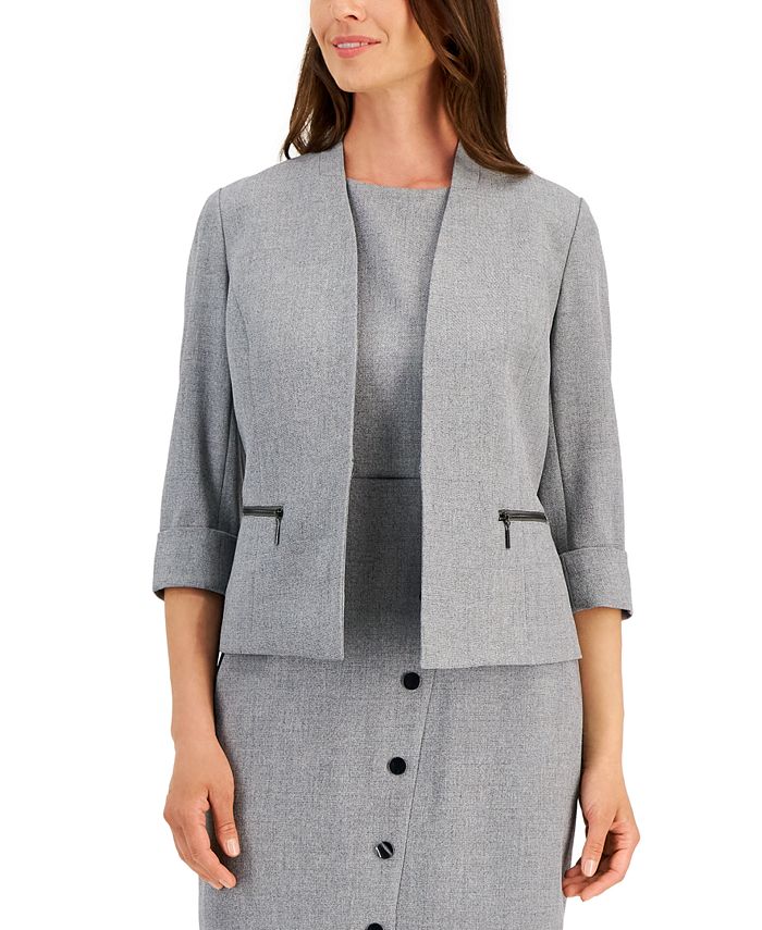 Kasper Petite Collarless Zip-Pocket Blazer - Macy's