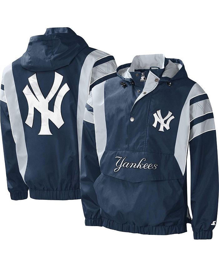 Starter Men's Navy New York Yankees Impact Hoodie Half-Zip Jacket - Macy's