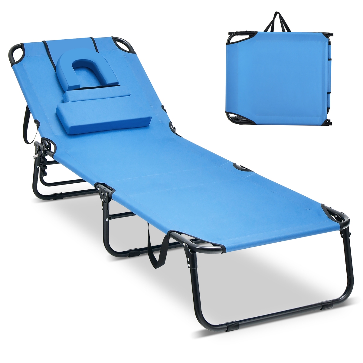 Click here for Beach Chaise Lounge Chair with Face Hole Pillows &... prices