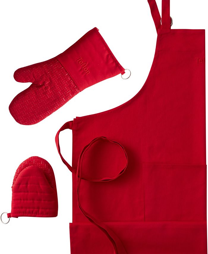 Teflon 3-Piece Apron Set - Teflon Treated 1 Apron, 1 Oven Mitt, 1 Mini ...