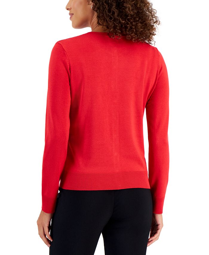 JM Collection Women's Zebra Sequined Button Cardigan, Regular & Petite ...