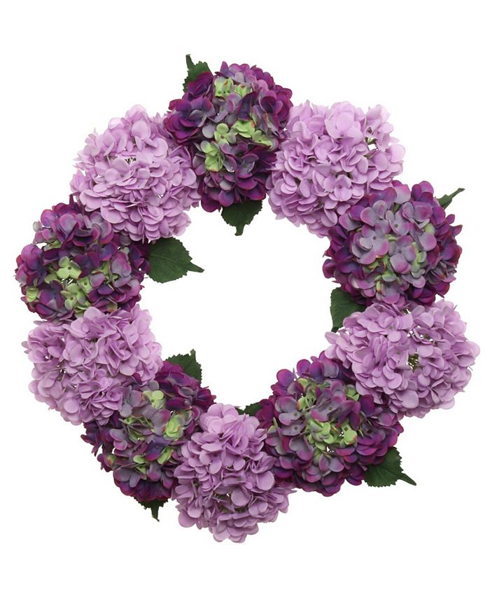 Floral Home 24" Magenta & Pink Hydrangea Wreath, Vibrant Floral Decor ...