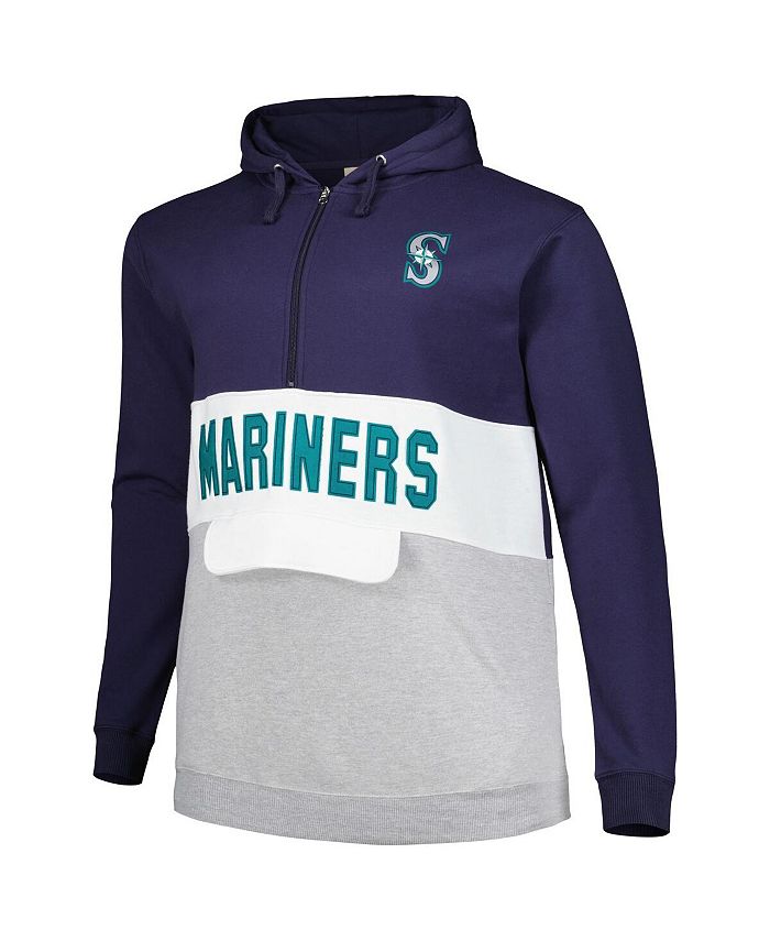 Profile Men's Navy, White Seattle Mariners Big and Tall Fleece Half-Zip ...
