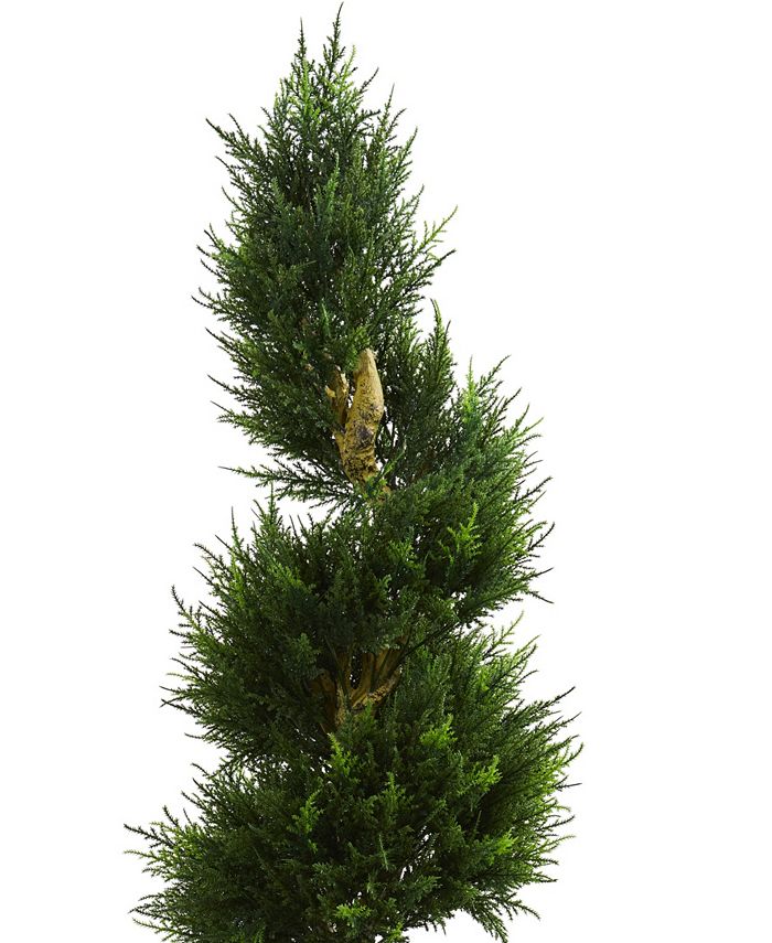 Nearly Natural 6' Spiral Cypress Artificial Tree in Cylinder Planter UV ...