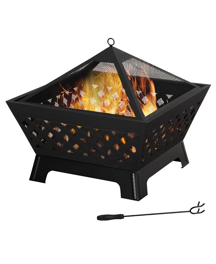 Outsunny 26 Inch Outdoor Fire Pits, Bonfire Wood Burning Firepit Bowl ...