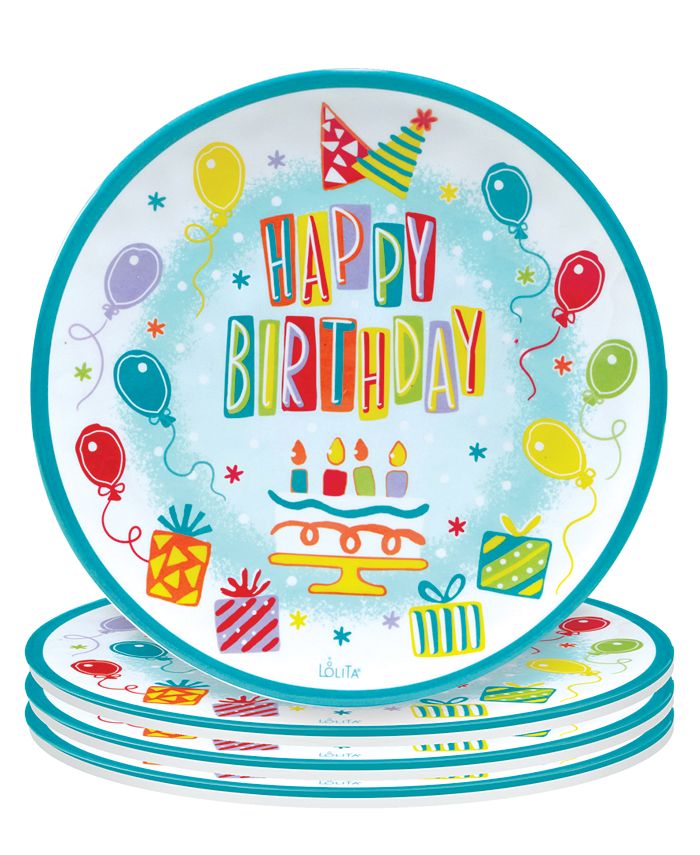 Certified International Lolita Birthday Bash Melamine Set of 4 Salad ...