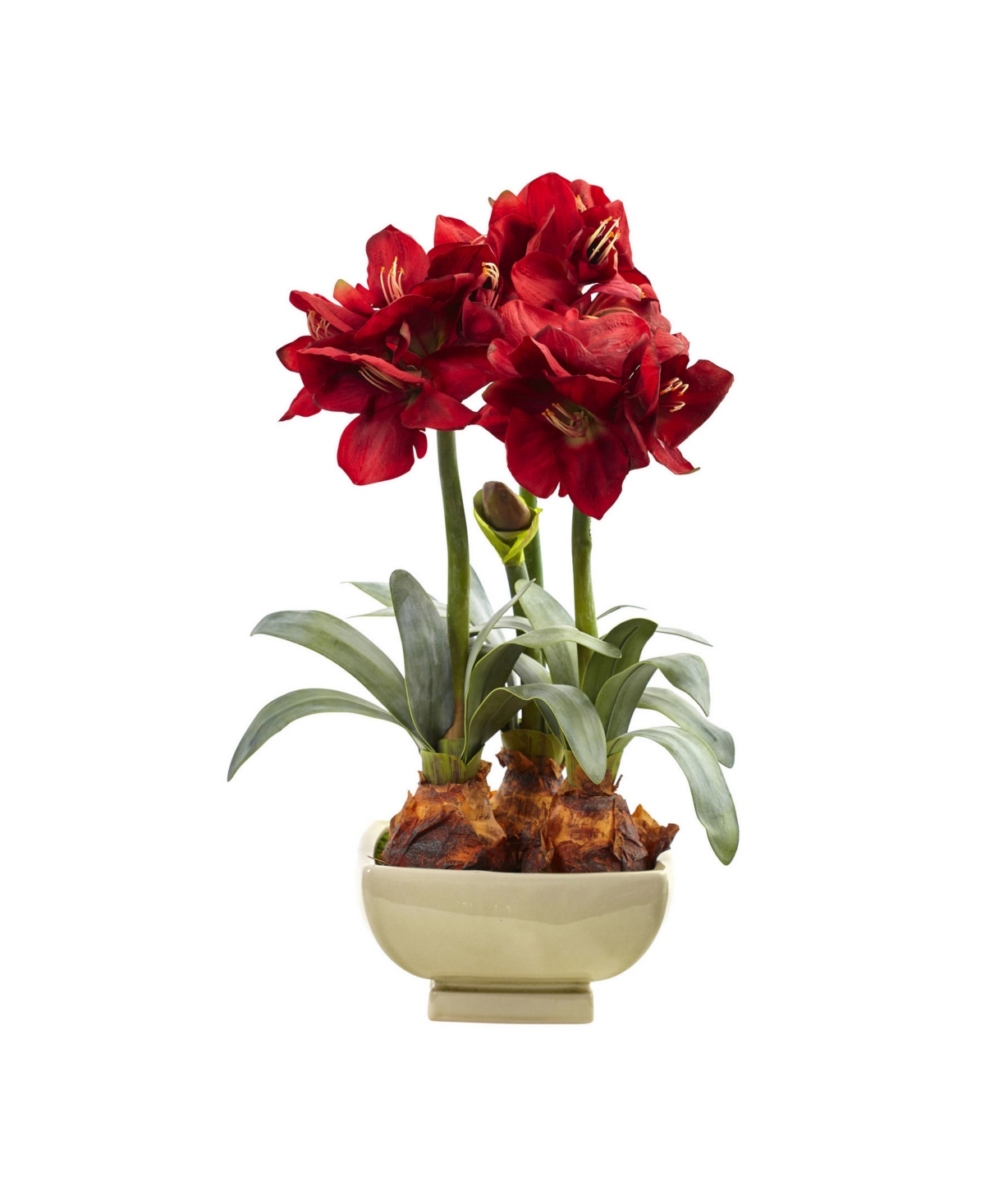 Click here for Nearly Natural Amaryllis Arrangement w/Vase - Red prices