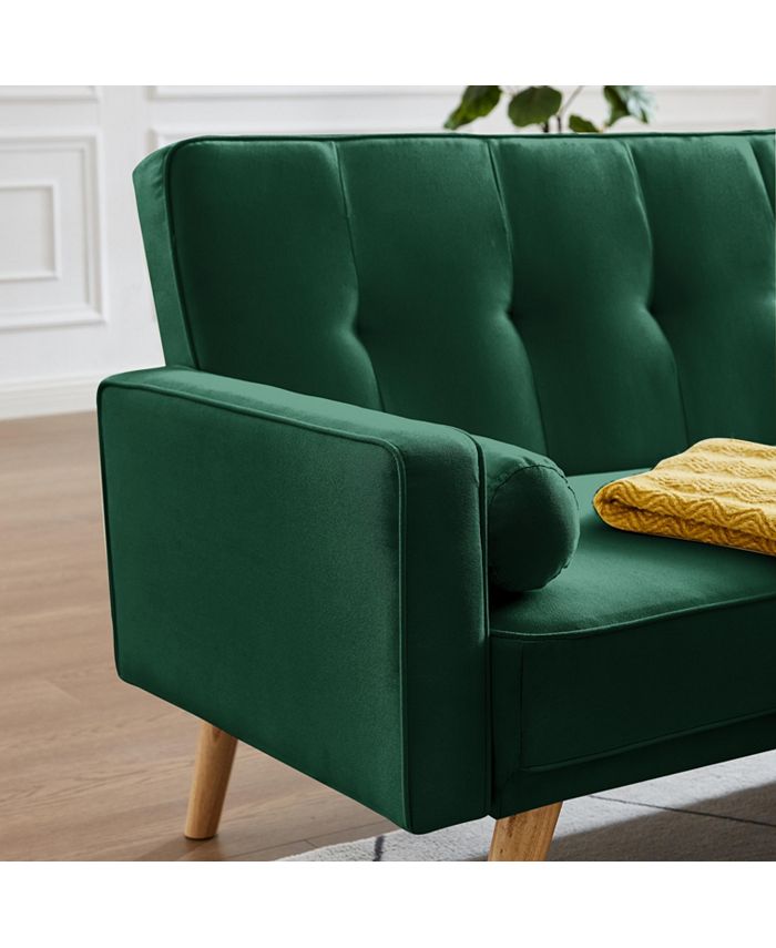 Simplie Fun Mid-Century Linen Fabric Chesterfield Sofa Couch, Modern ...